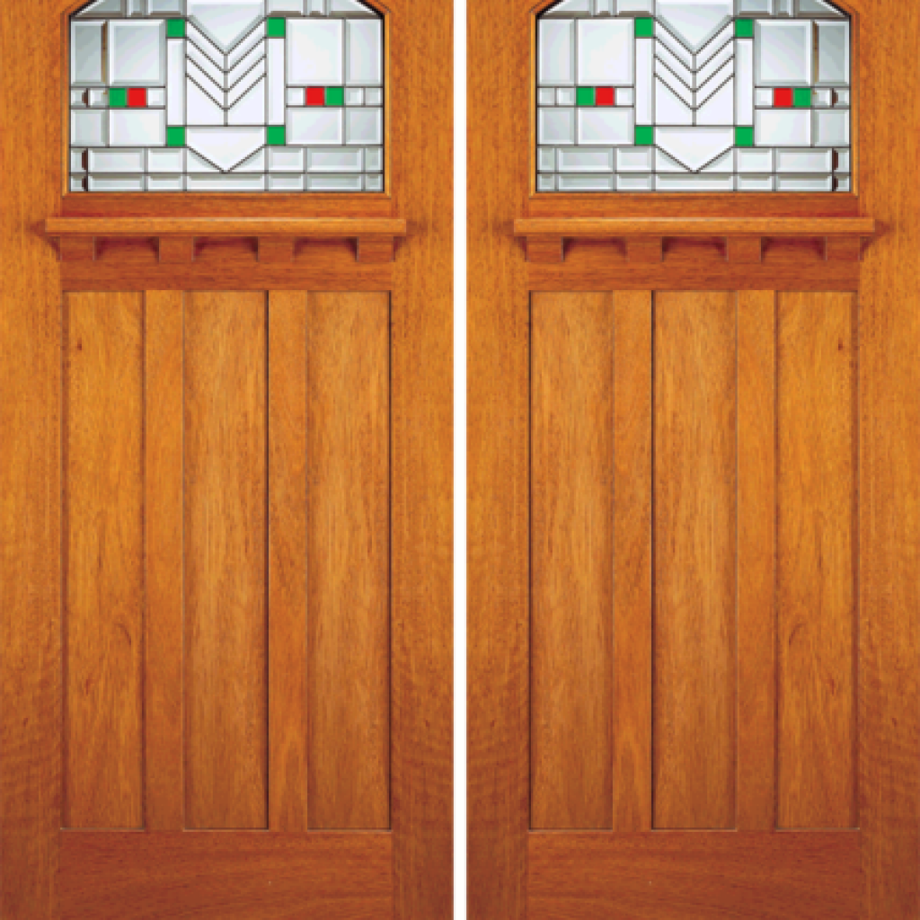 Solid Core Mahogany Entrance Double Door Art - Wood Doors Toronto